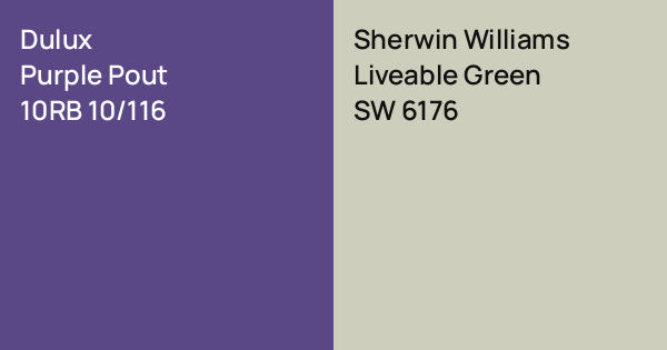 Dulux Purple Pout vs. Sherwin Williams Liveable Green comparison