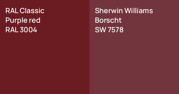 RAL Classic Purple red vs. Sherwin Williams Borscht comparison