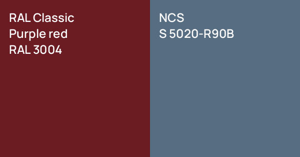RAL Classic Purple red vs. NCS S 5020-R90B comparison