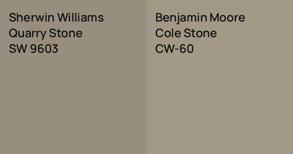 Sherwin Williams Quarry Stone vs. Benjamin Moore Cole Stone comparison