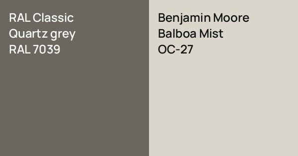 RAL Classic Quartz grey vs. Benjamin Moore Balboa Mist comparison