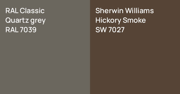 RAL Classic Quartz grey vs. Sherwin Williams Hickory Smoke comparison
