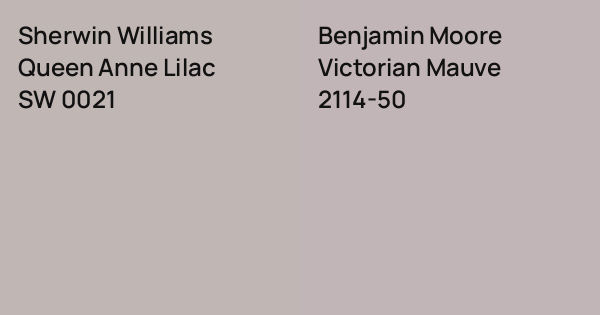 Sherwin Williams Queen Anne Lilac vs. Benjamin Moore Victorian Mauve ...