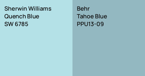 Sherwin Williams Quench Blue vs. Behr Tahoe Blue comparison