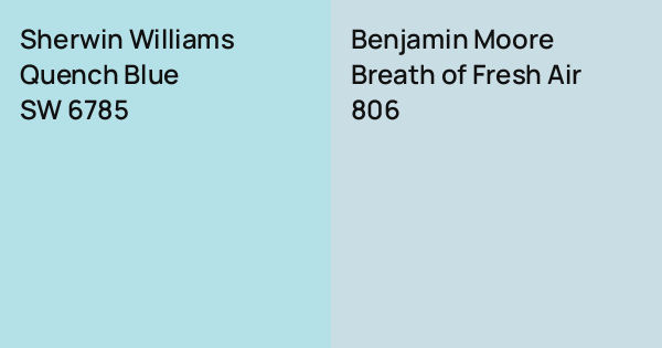 Sherwin Williams Quench Blue vs. Benjamin Moore Breath of Fresh Air ...