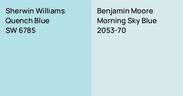 Sherwin Williams Quench Blue vs. Benjamin Moore Morning Sky Blue comparison