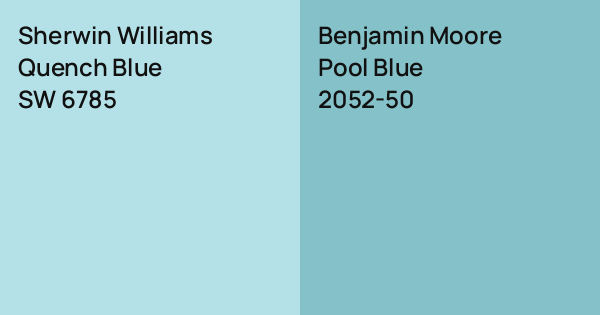 Sherwin Williams Quench Blue vs. Benjamin Moore Pool Blue comparison