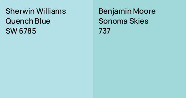Sherwin Williams Quench Blue vs. Benjamin Moore Sonoma Skies comparison