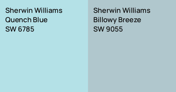Sherwin Williams Quench Blue vs. Sherwin Williams Billowy Breeze comparison