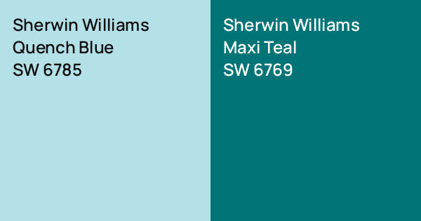 Sherwin Williams Quench Blue vs. Sherwin Williams Maxi Teal comparison