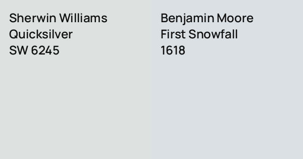 Sherwin Williams Quicksilver vs. Benjamin Moore First Snowfall comparison