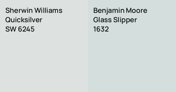 Sherwin Williams Quicksilver vs. Benjamin Moore Glass Slipper comparison