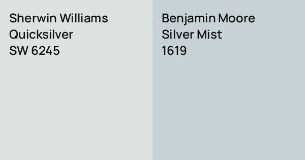 Sherwin Williams Quicksilver vs. Benjamin Moore Silver Mist comparison