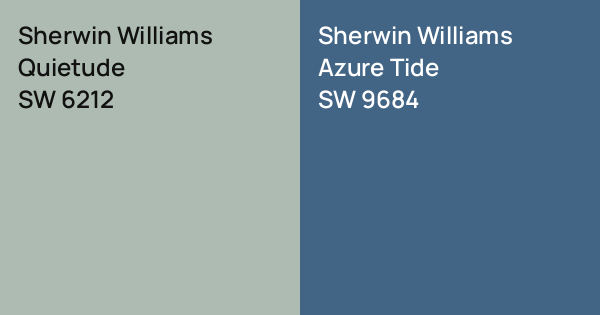 Sherwin Williams Quietude vs. Sherwin Williams Azure Tide comparison