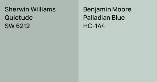 Sherwin Williams Quietude vs. Benjamin Moore Palladian Blue comparison