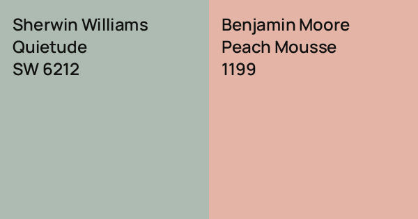 Sherwin Williams Quietude vs. Benjamin Moore Peach Mousse comparison