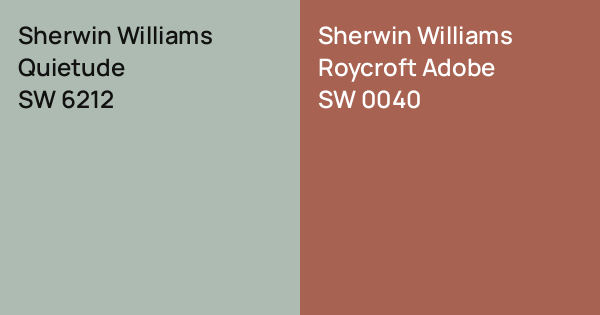 Sherwin Williams Quietude vs. Sherwin Williams Roycroft Adobe comparison