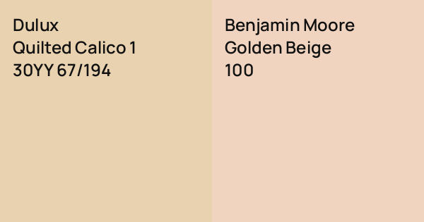 Dulux Quilted Calico 1 vs. Benjamin Moore Golden Beige comparison