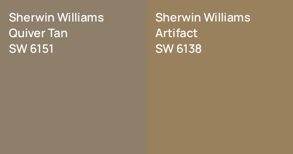 Sherwin Williams Quiver Tan vs. Sherwin Williams Artifact comparison