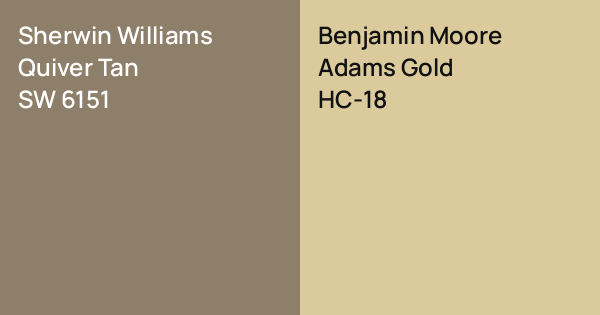 Sherwin Williams Quiver Tan vs. Benjamin Moore Adams Gold comparison