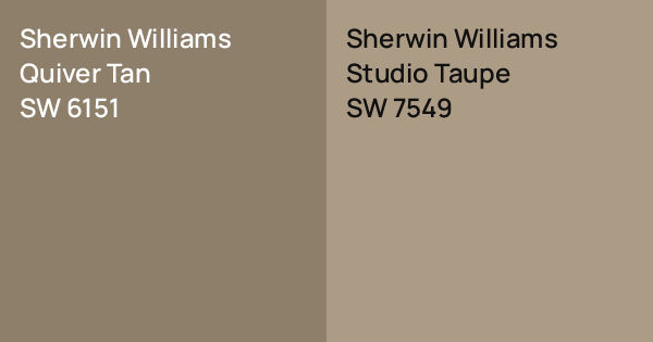 Sherwin Williams Quiver Tan vs. Sherwin Williams Studio Taupe comparison