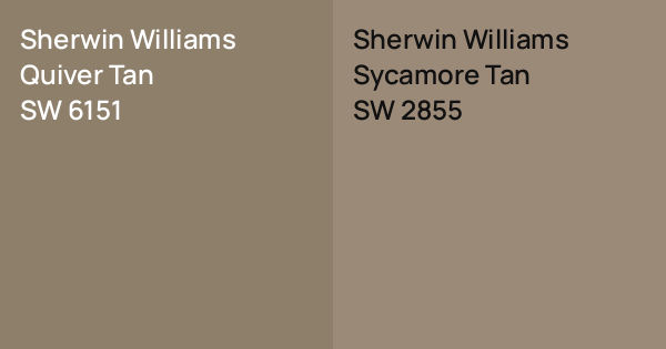 Sherwin Williams Quiver Tan vs. Sherwin Williams Sycamore Tan comparison