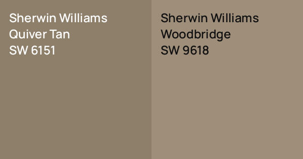 Sherwin Williams Quiver Tan vs. Sherwin Williams Woodbridge comparison