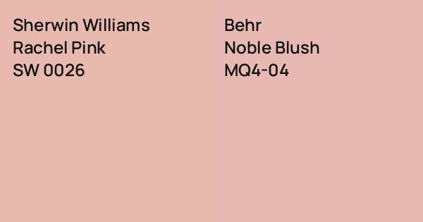 Sherwin Williams Rachel Pink vs. Behr Noble Blush comparison