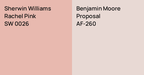 Sherwin Williams Rachel Pink vs. Benjamin Moore Proposal comparison