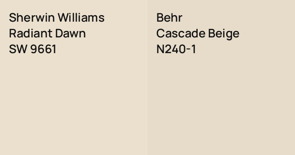 Sherwin Williams Radiant Dawn vs. Behr Cascade Beige comparison