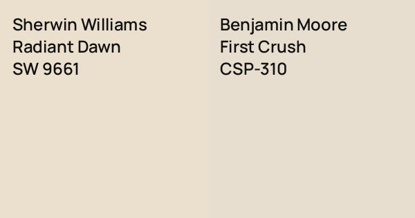 Sherwin Williams Radiant Dawn vs. Benjamin Moore First Crush comparison