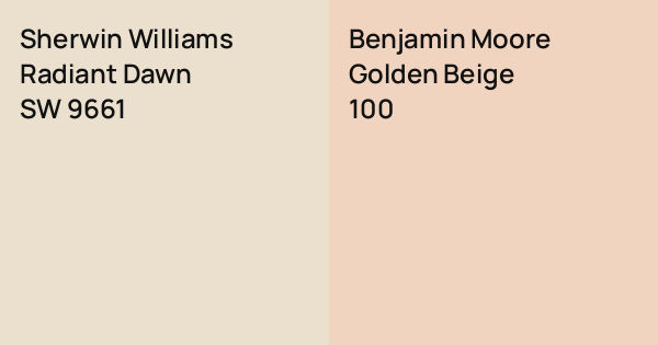 Sherwin Williams Radiant Dawn vs. Benjamin Moore Golden Beige comparison
