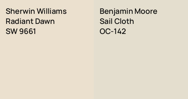 Sherwin Williams Radiant Dawn vs. Benjamin Moore Sail Cloth comparison