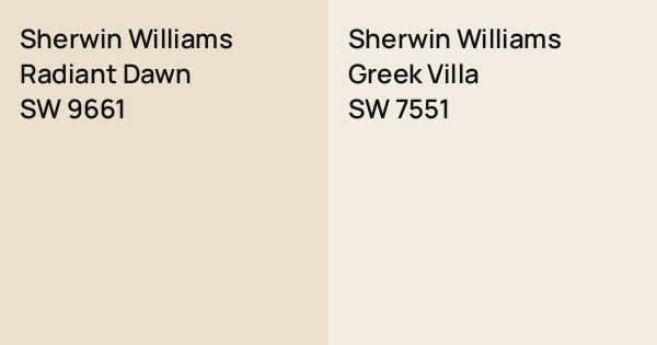 Sherwin Williams Radiant Dawn vs. Sherwin Williams Greek Villa comparison