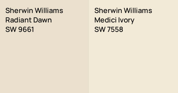 Sherwin Williams Radiant Dawn vs. Sherwin Williams Medici Ivory comparison