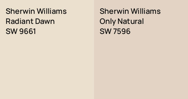 Sherwin Williams Radiant Dawn vs. Sherwin Williams Only Natural comparison