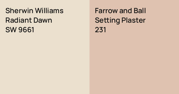Sherwin Williams Radiant Dawn vs. Farrow and Ball Setting Plaster ...