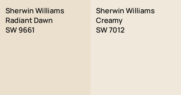Sherwin Williams Radiant Dawn vs. Sherwin Williams Creamy comparison
