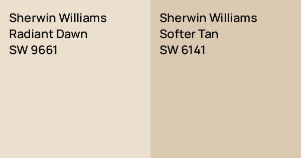 Sherwin Williams Radiant Dawn vs. Sherwin Williams Softer Tan comparison