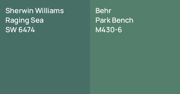 Sherwin Williams Raging Sea vs. Behr Park Bench comparison