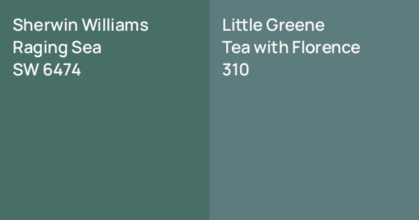 Sherwin Williams Raging Sea vs. Little Greene Tea with Florence comparison