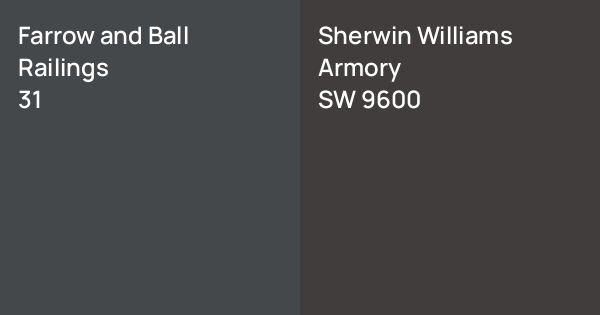 Farrow and Ball Railings vs. Sherwin Williams Armory comparison