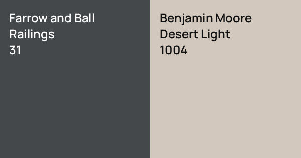 Farrow and Ball Railings vs. Benjamin Moore Desert Light comparison
