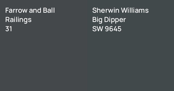 Farrow and Ball Railings vs. Sherwin Williams Big Dipper comparison