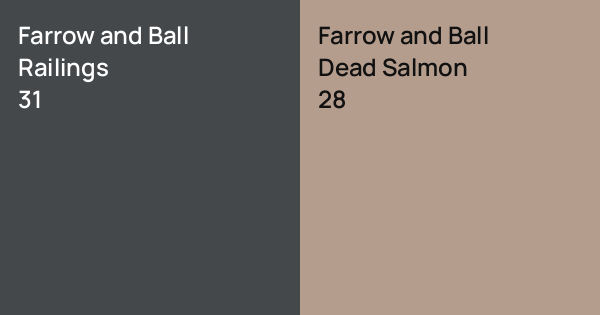 Farrow and Ball Railings vs. Farrow and Ball Dead Salmon comparison