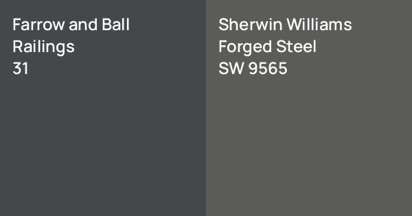 Farrow and Ball Railings vs. Sherwin Williams Forged Steel comparison