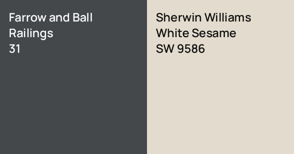 Farrow and Ball Railings vs. Sherwin Williams White Sesame comparison