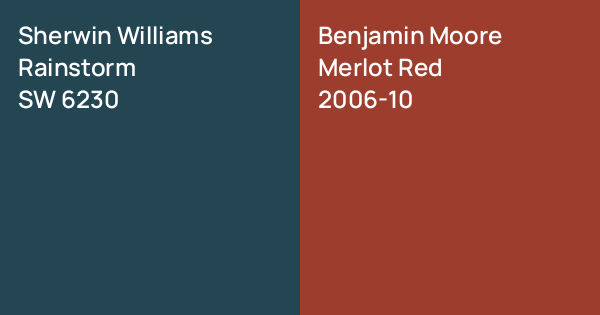 Sherwin Williams Rainstorm vs. Benjamin Moore Merlot Red comparison