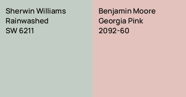 Sherwin Williams Rainwashed vs. Benjamin Moore Georgia Pink comparison