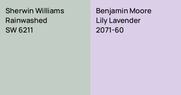 Sherwin Williams Rainwashed vs. Benjamin Moore Lily Lavender comparison